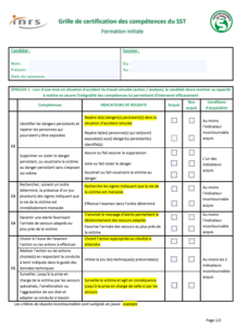 Grilles de certification SST - Human Formation
